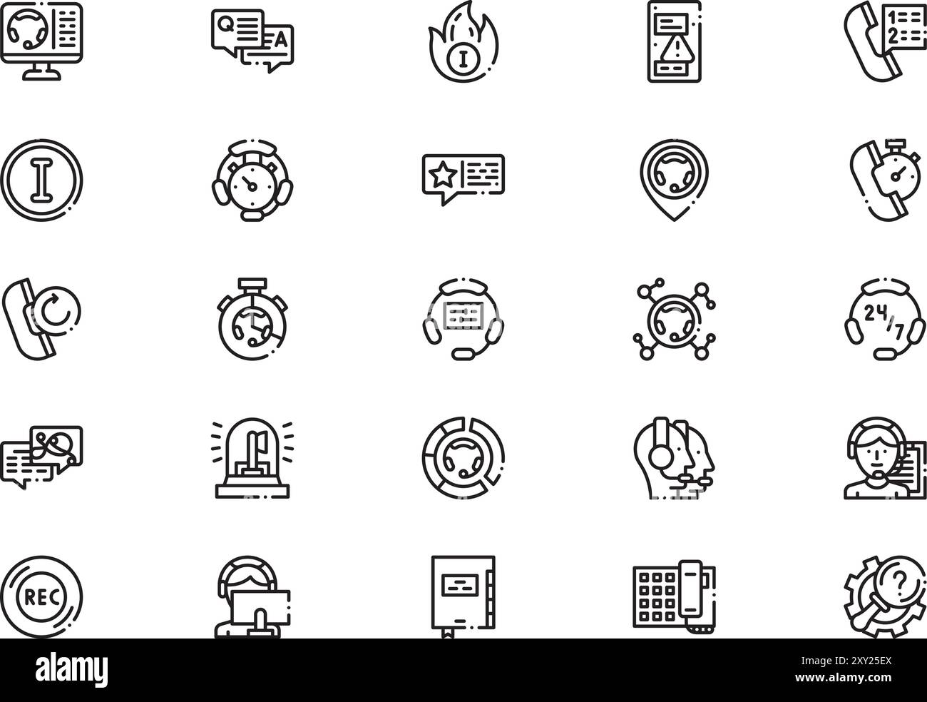 Call center icons collection is a vector illustration with editable ...