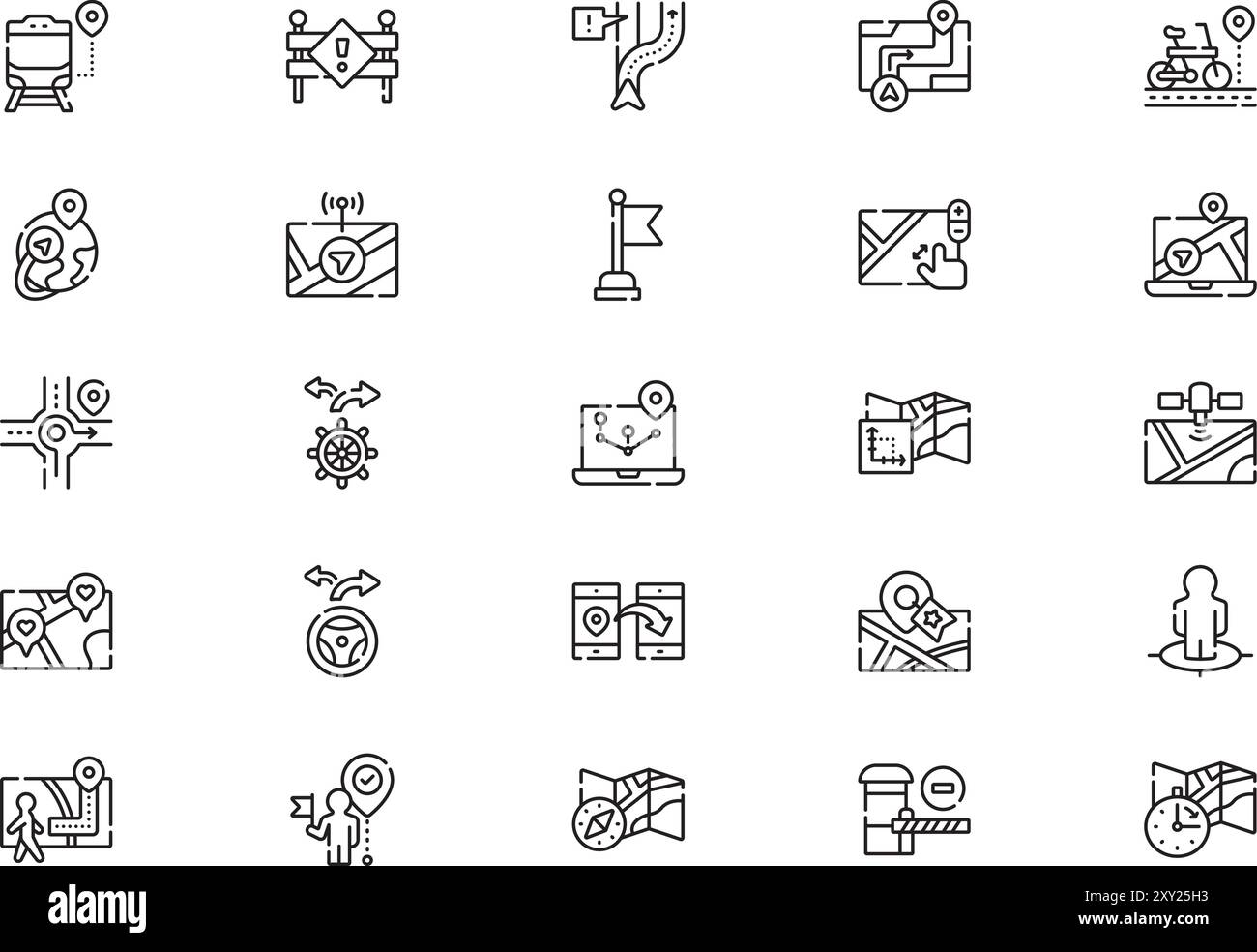 Navigation and maps icons collection is a vector illustration with editable stroke Stock Vector ...