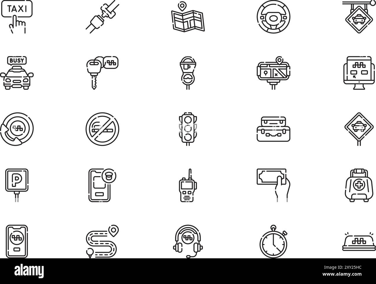 Taxi service icons collection is a vector illustration with editable stroke Stock Vector Image ...