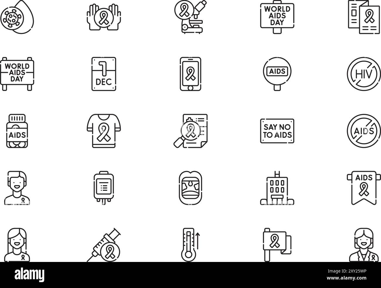 World aids day icons collection is a vector illustration with editable ...