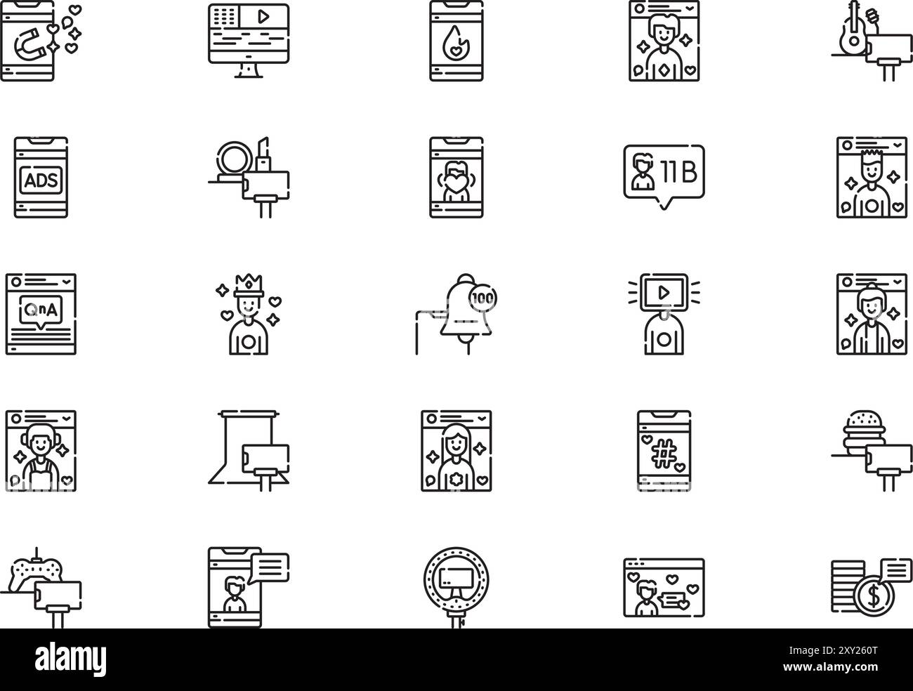 Influencer icons collection is a vector illustration with editable ...