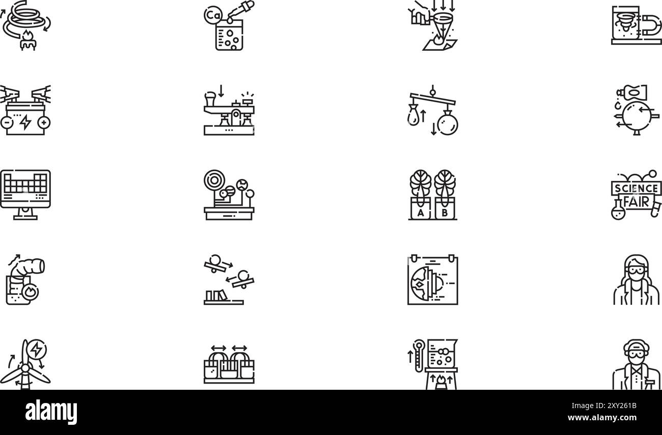 Science fair icons collection is a vector illustration with editable stroke Stock Vector Image ...