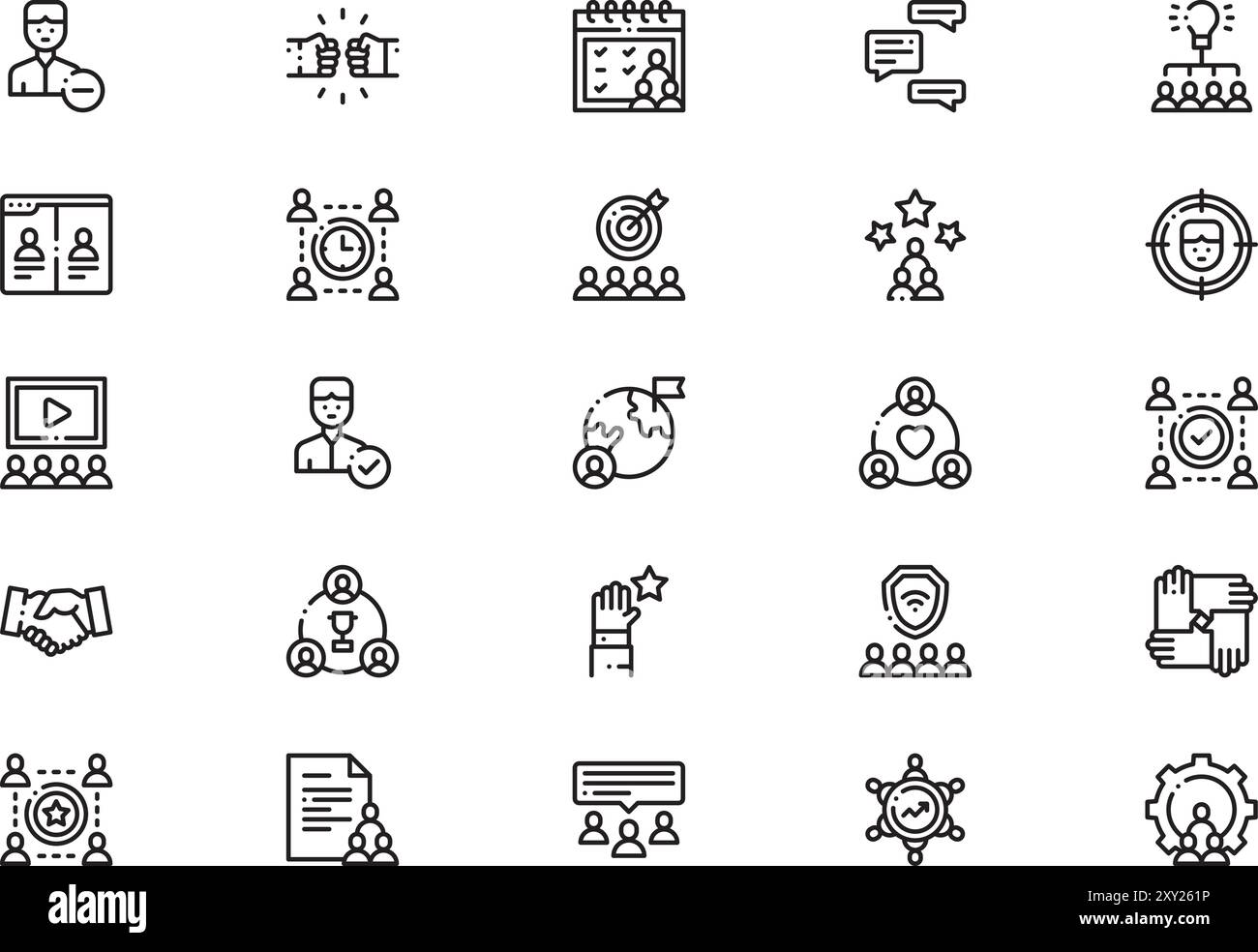 Teamwork icons collection is a vector illustration with editable stroke ...