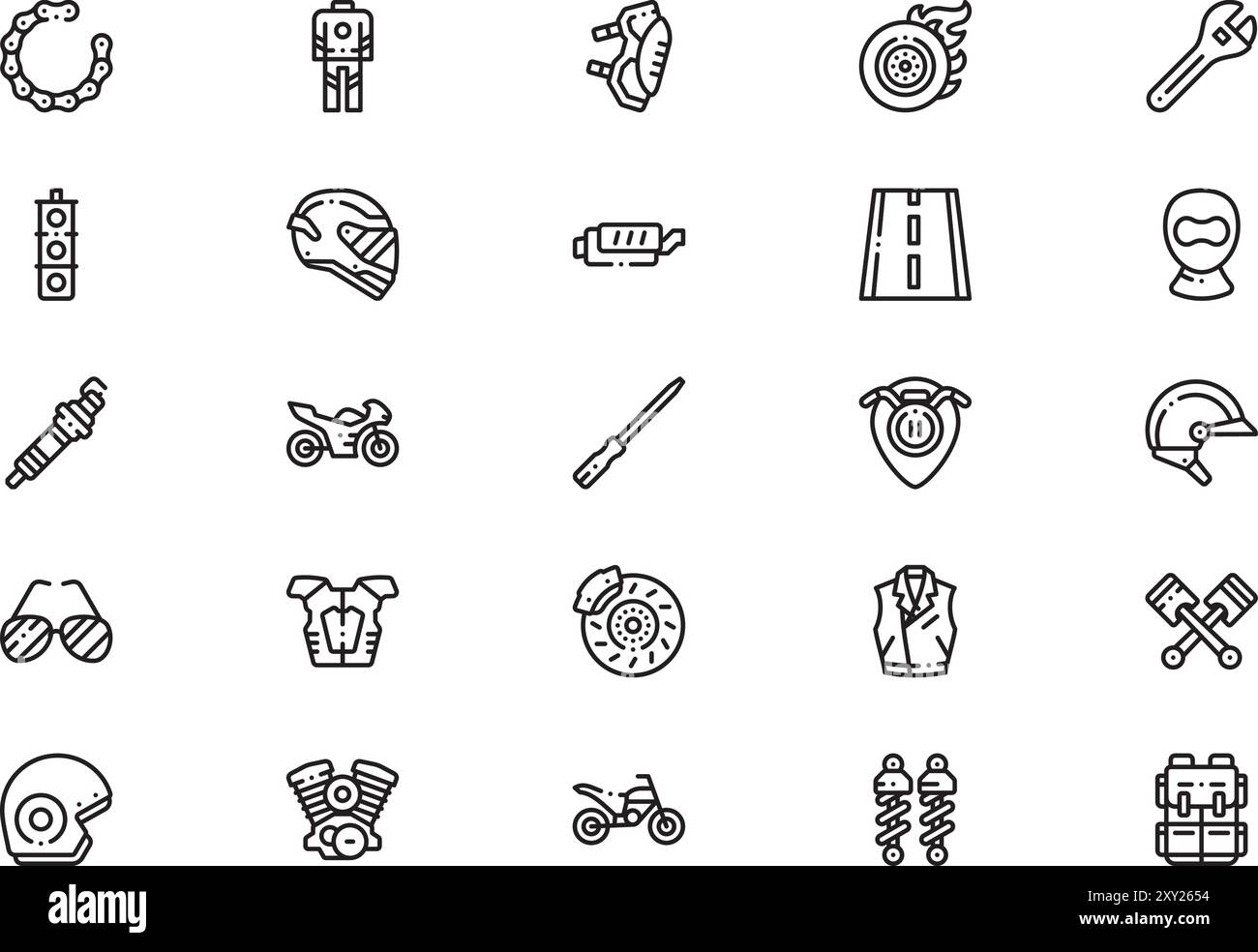 Biker icons collection is a vector illustration with editable stroke ...