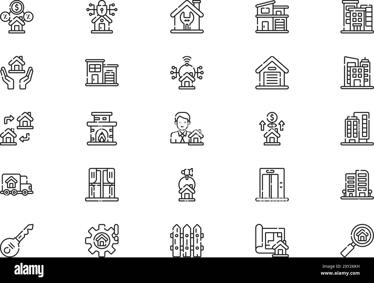 Real estate icons collection is a vector illustration with editable ...