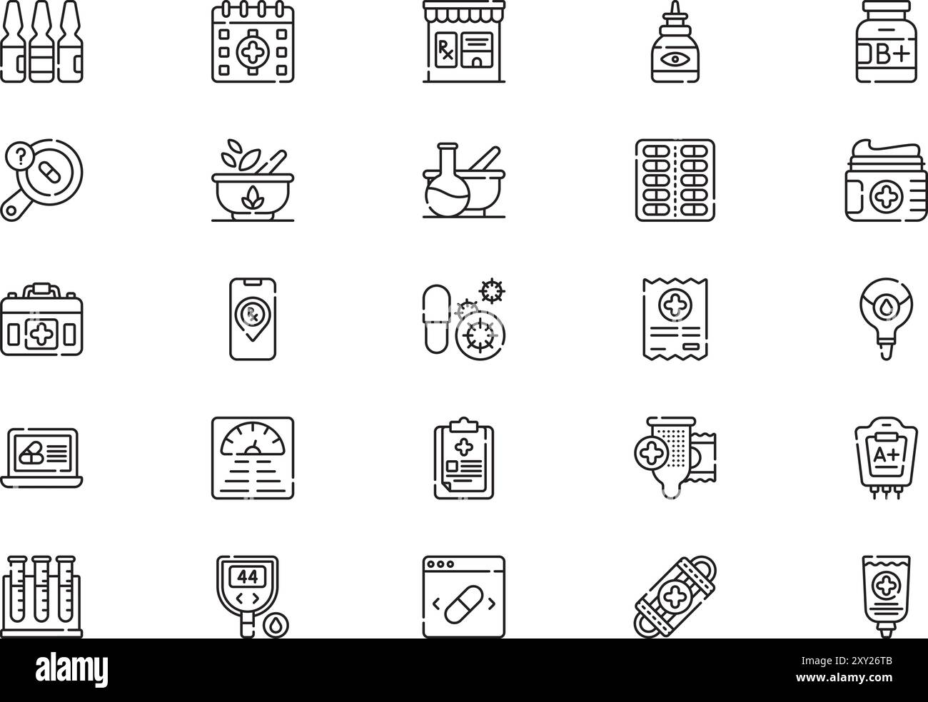 Pharmacy icons collection is a vector illustration with editable stroke ...
