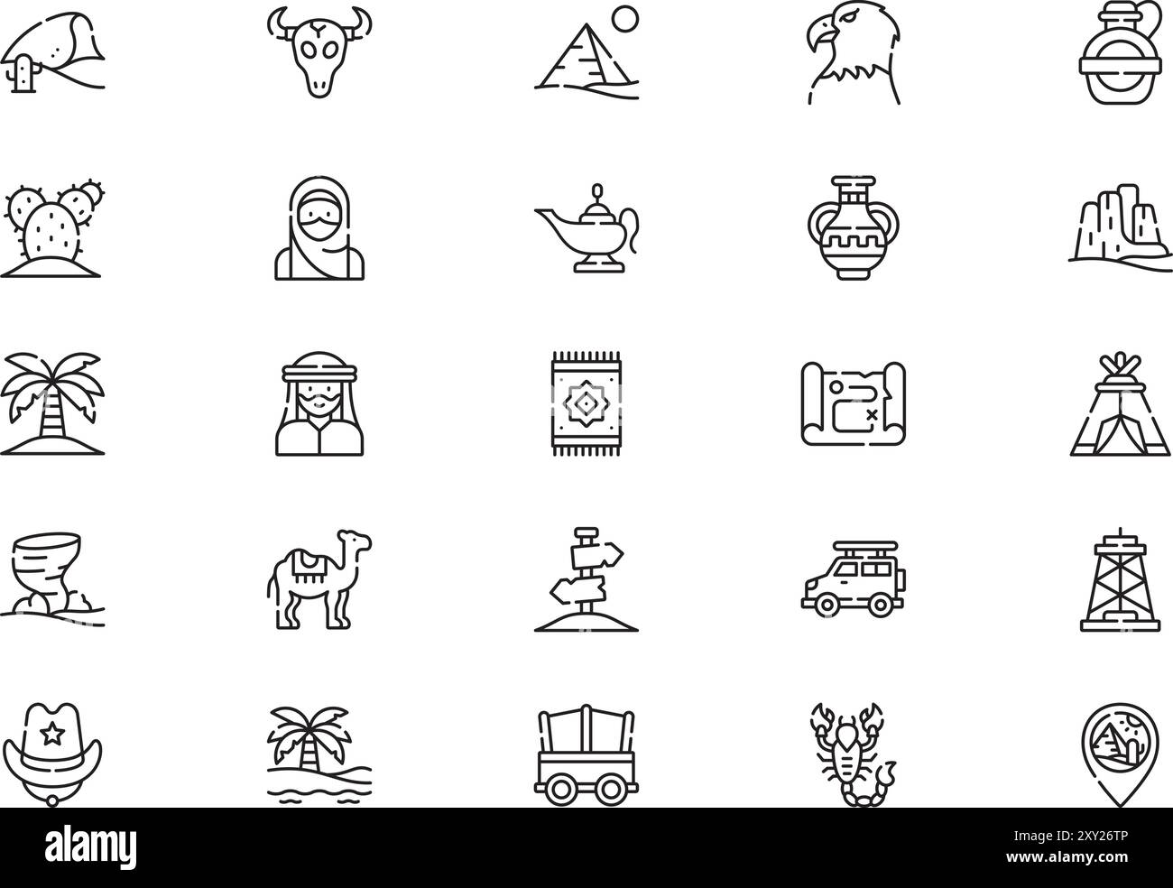 Desert icons collection is a vector illustration with editable stroke ...