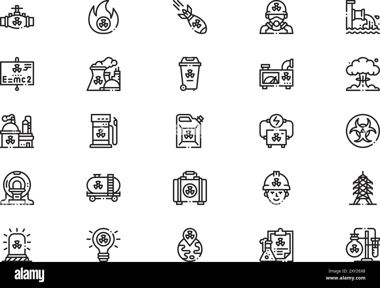 Nuclear energy icons collection is a vector illustration with editable ...