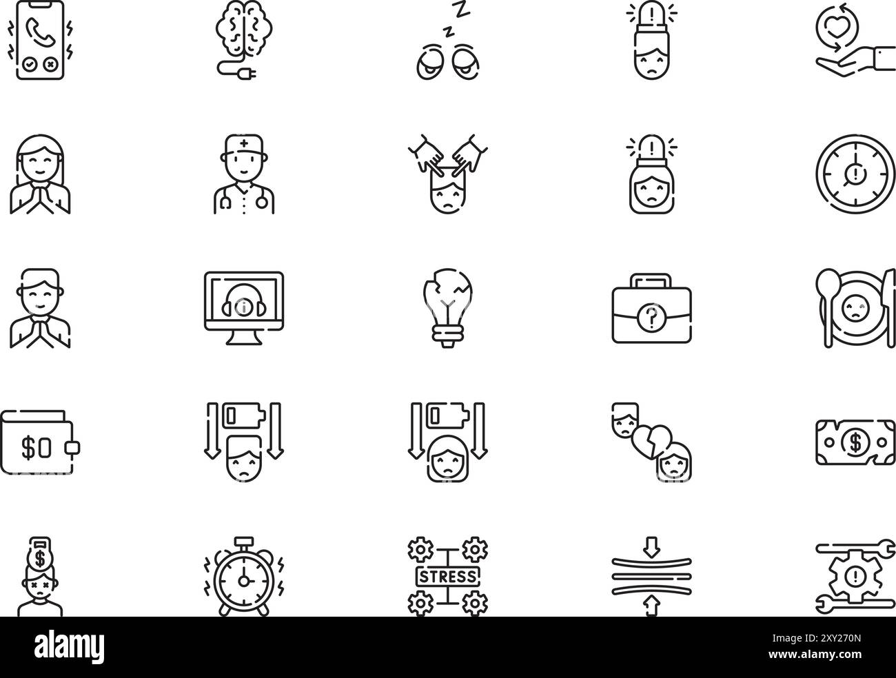 Stress icons collection is a vector illustration with editable stroke ...