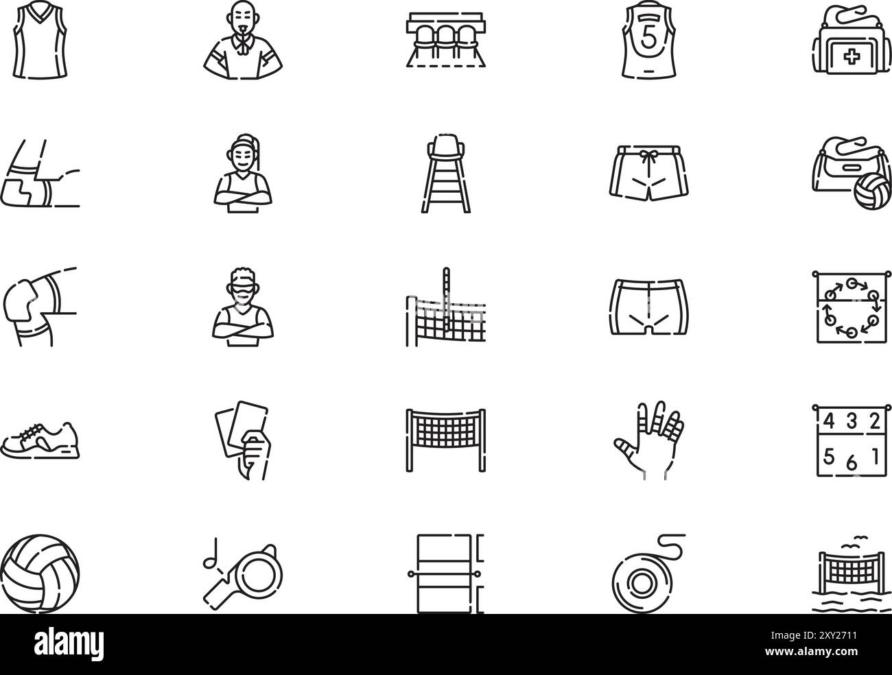 Volleyball icons collection is a vector illustration with editable ...