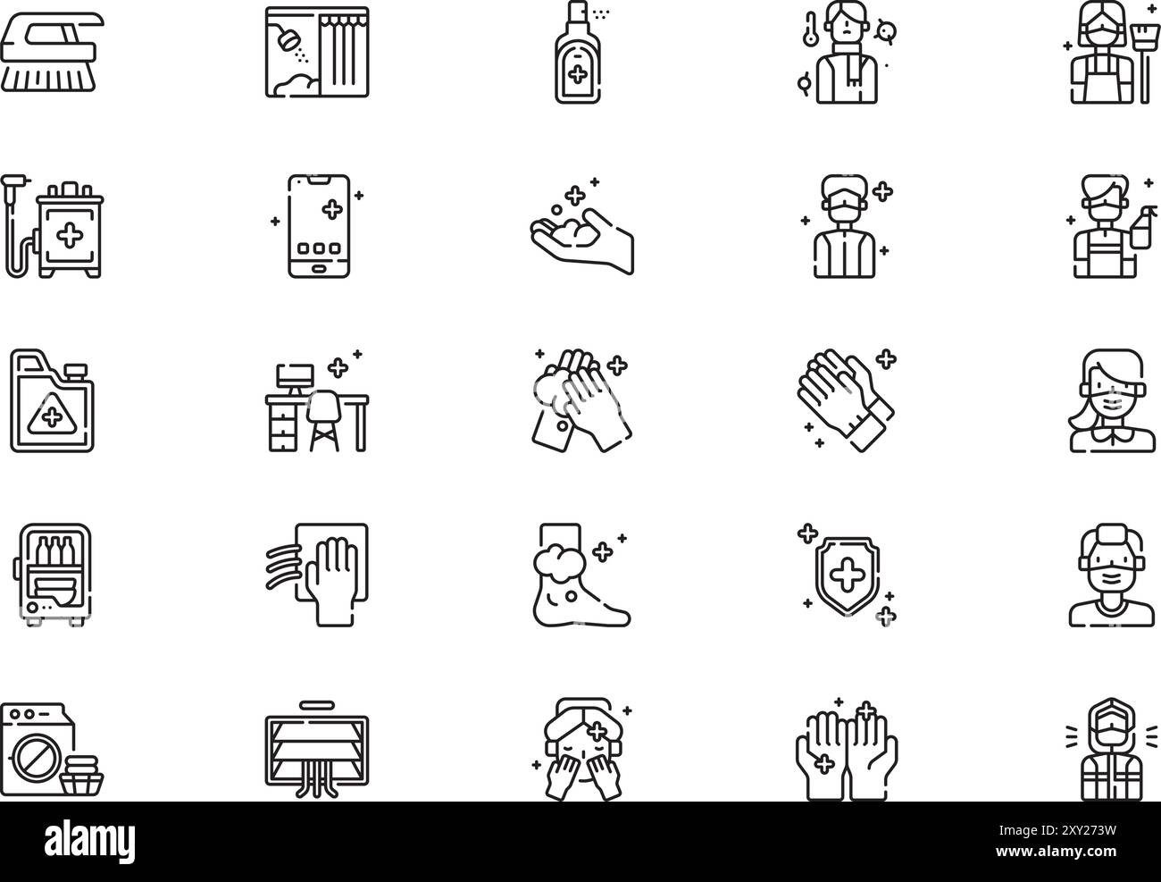 Hygiene and disinfection icons collection is a vector illustration with ...