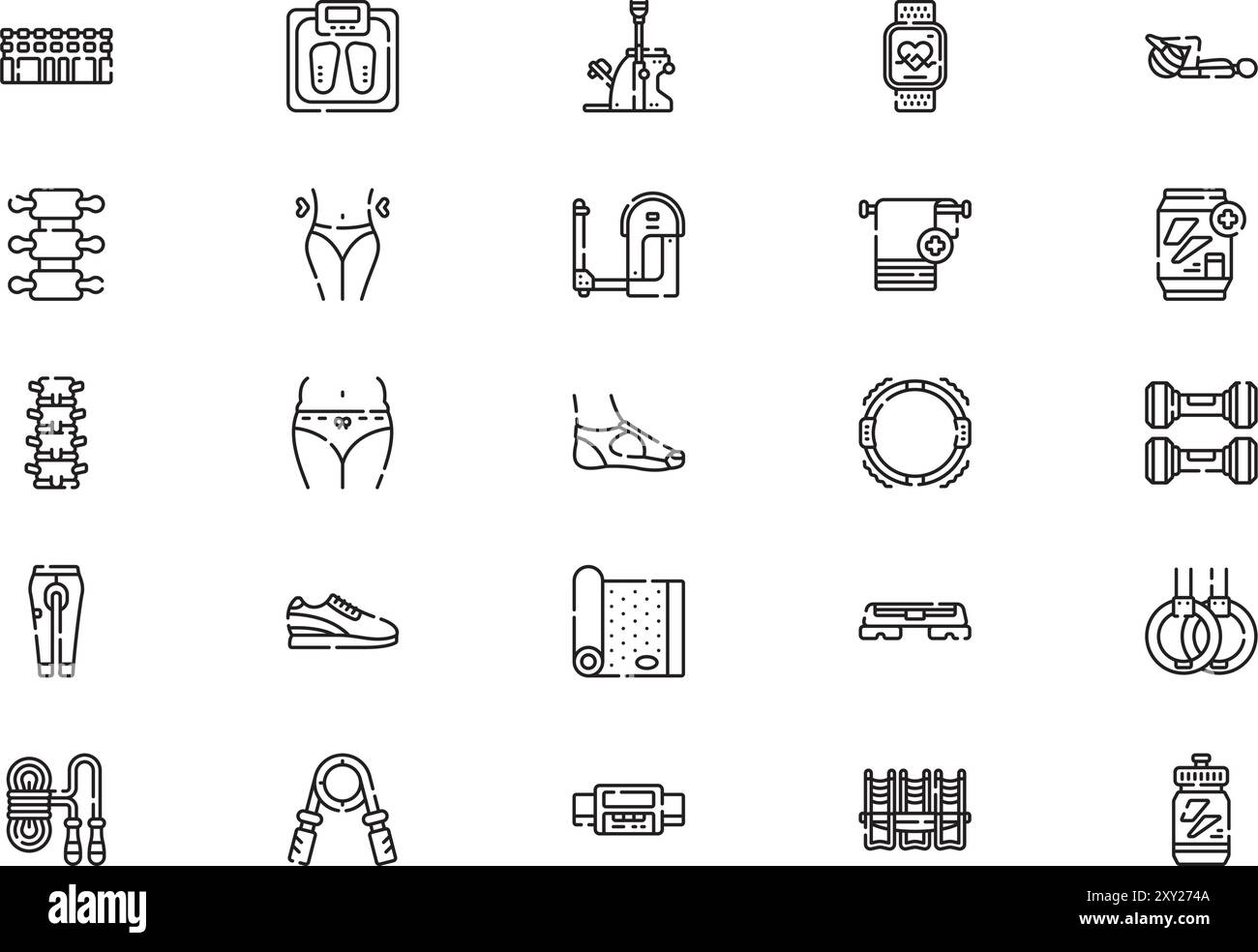 Pilates icons collection is a vector illustration with editable stroke ...