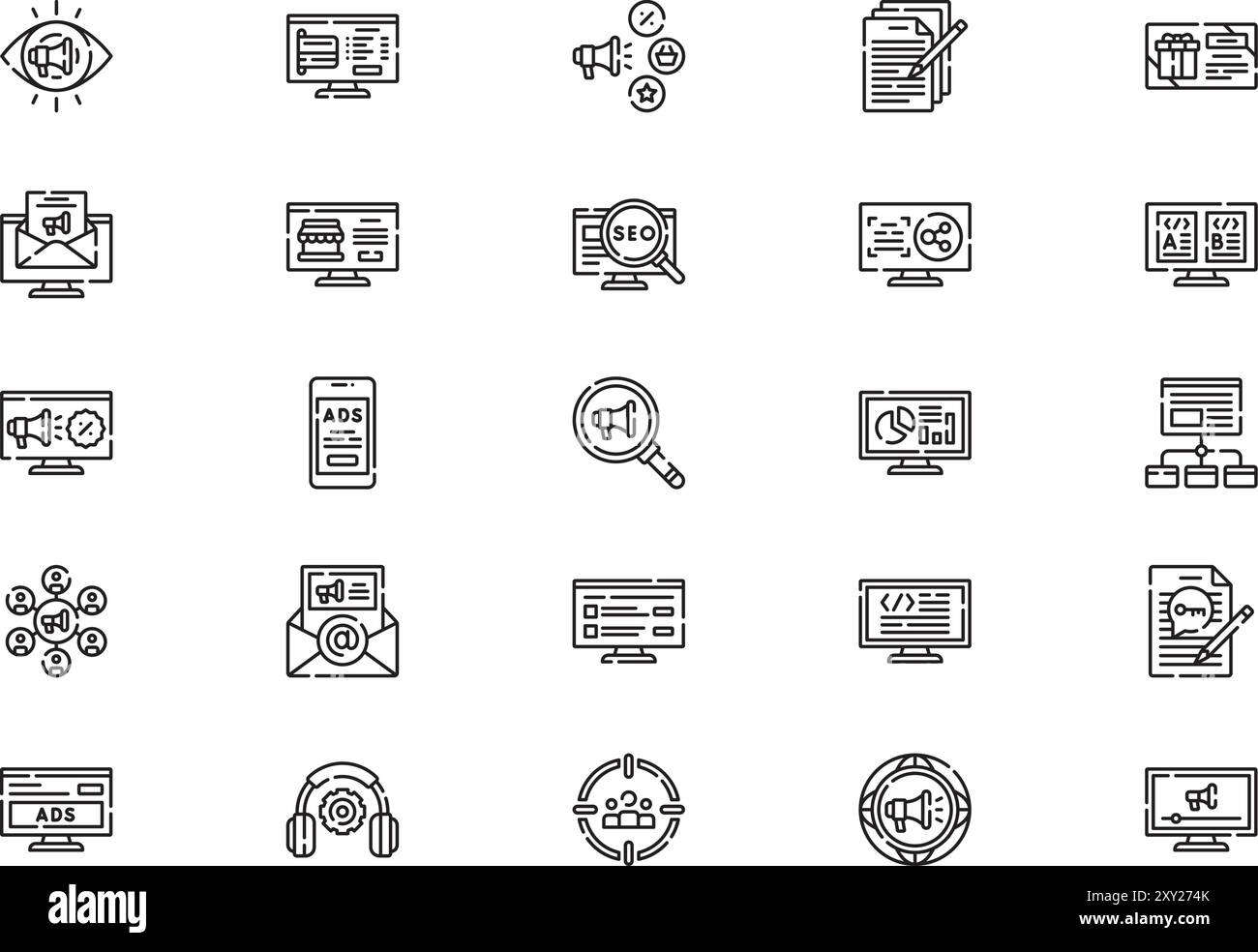 Online marketing icons collection is a vector illustration with ...