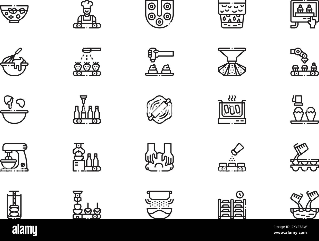 Food processing icons collection is a vector illustration with editable ...