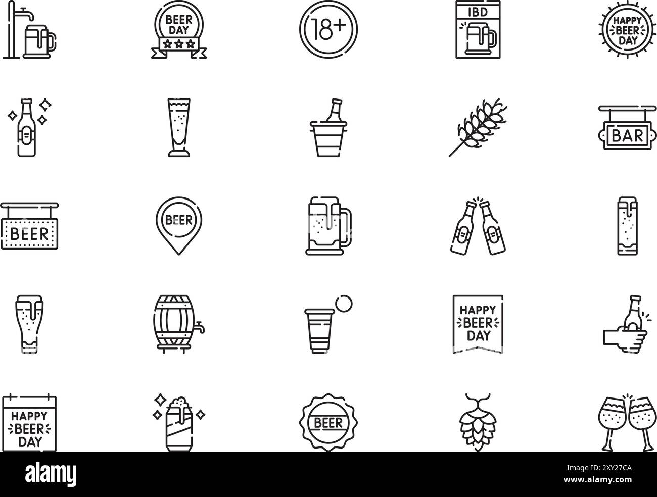 International beer day icons collection is a vector illustration with ...