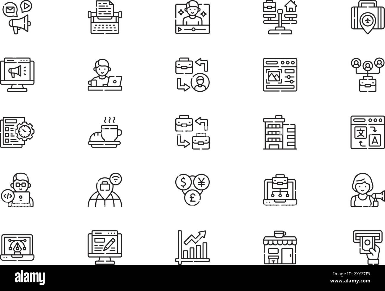 Digital nomad icons collection is a vector illustration with editable ...