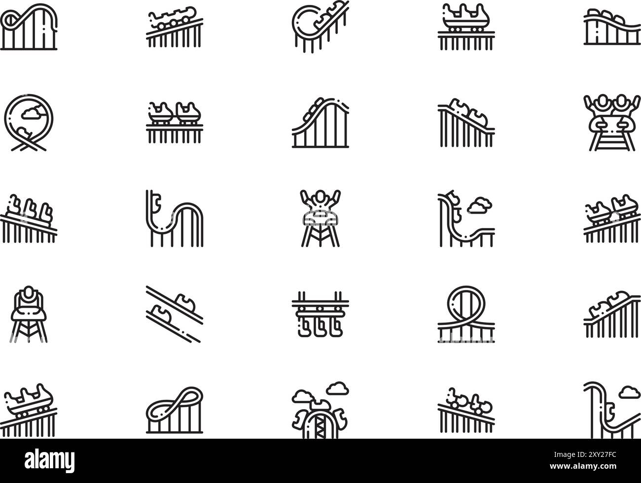 Roller coasters icons collection is a vector illustration with editable ...