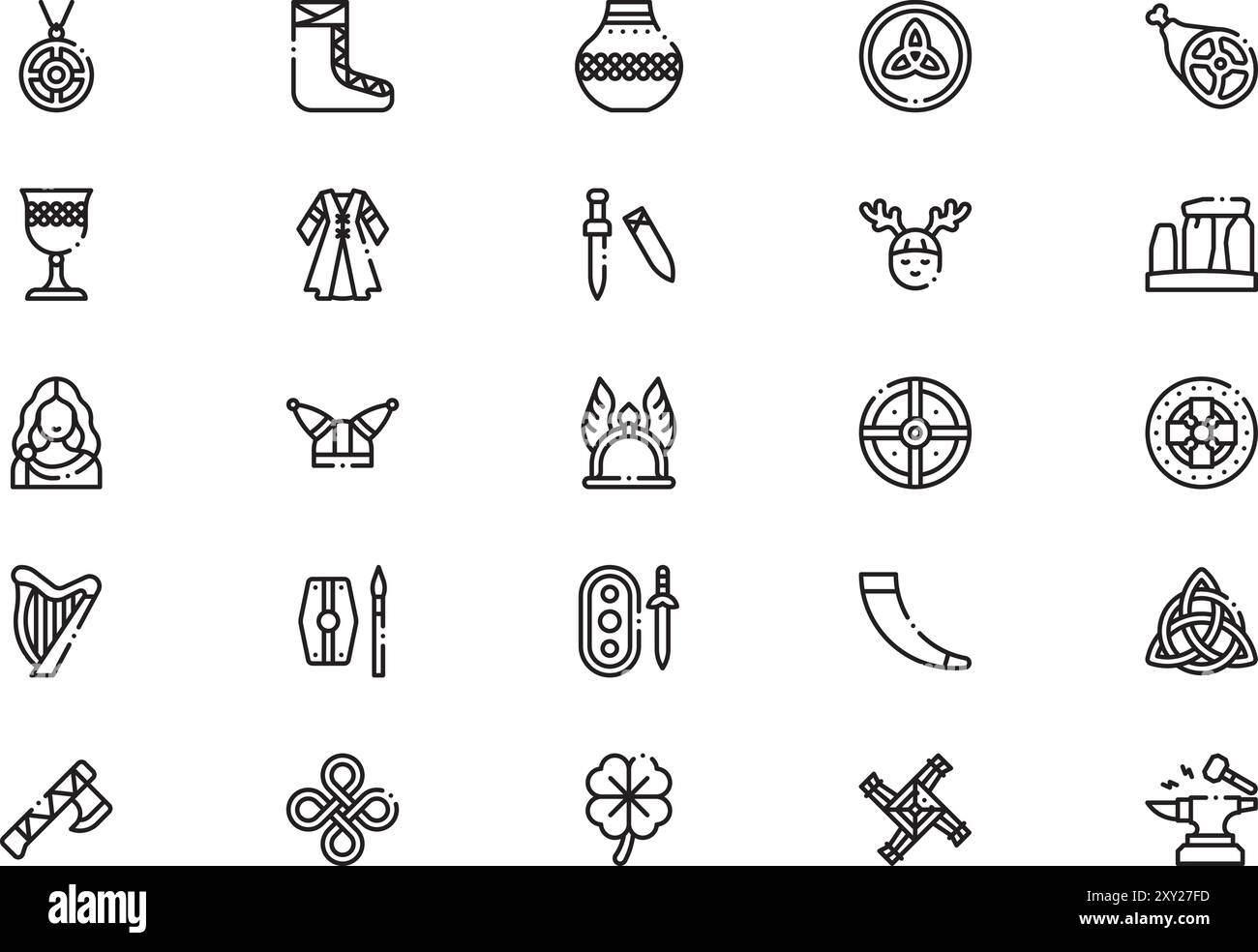 Celtic icons collection is a vector illustration with editable stroke ...