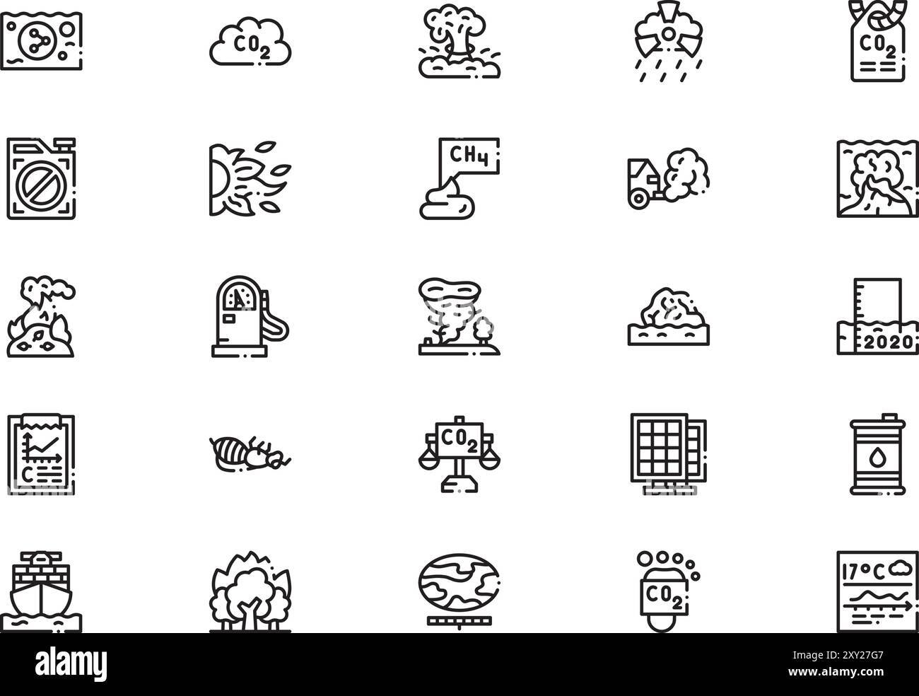 Climate change icons collection is a vector illustration with editable ...