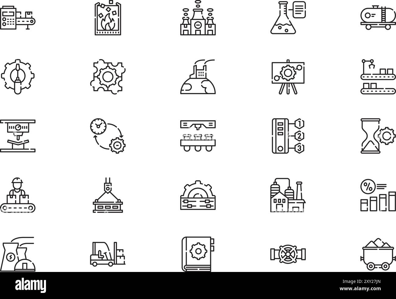 Industrial process icons collection is a vector illustration with ...