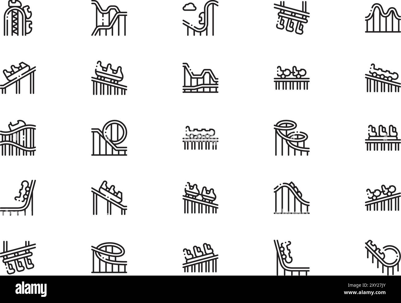 Roller coasters icons collection is a vector illustration with editable ...