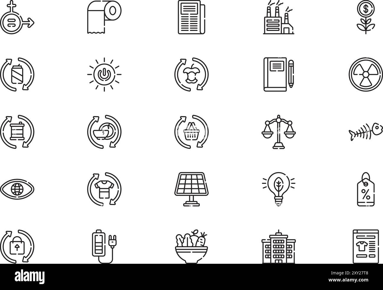 Responsible consumption icons collection is a vector illustration with ...