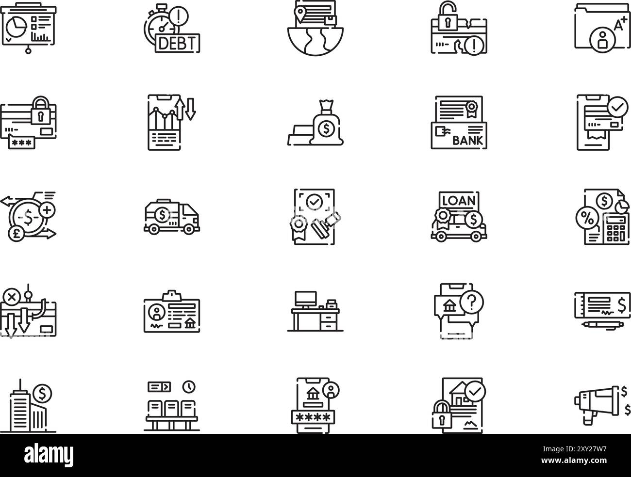 Banking icons collection is a vector illustration with editable stroke ...