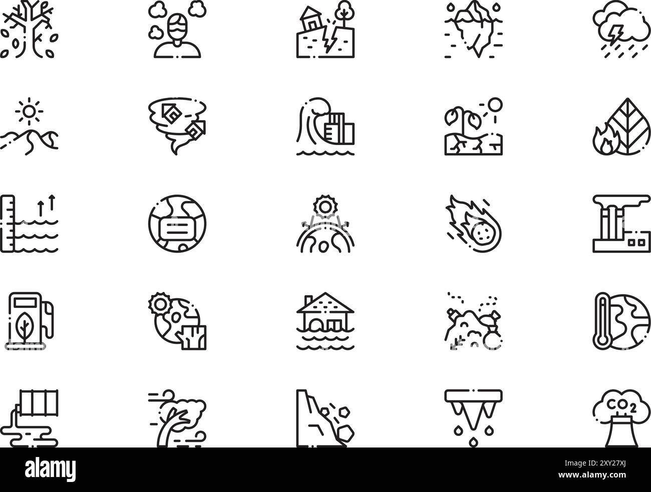 Climate change icons collection is a vector illustration with editable ...