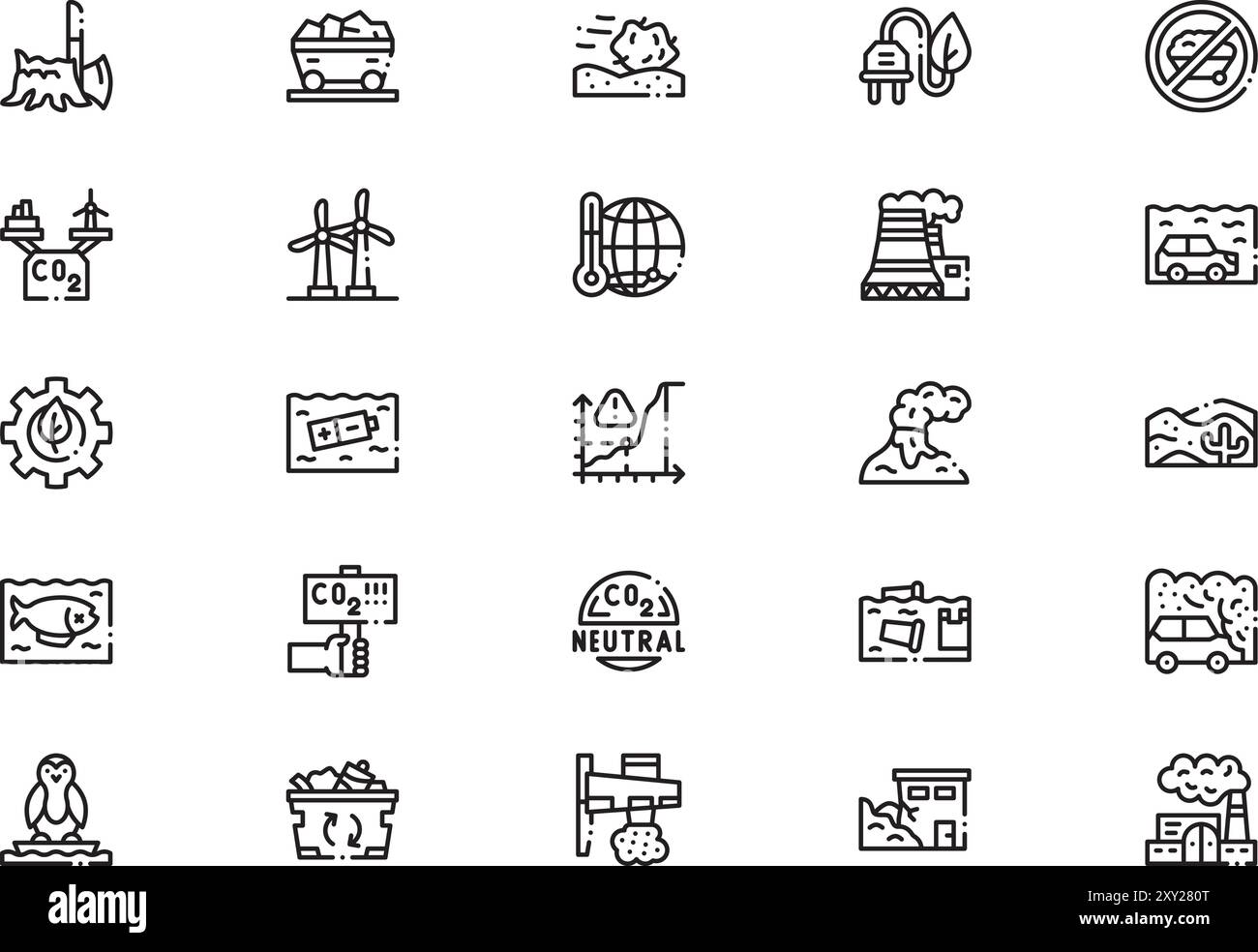 Climate change icons collection is a vector illustration with editable ...