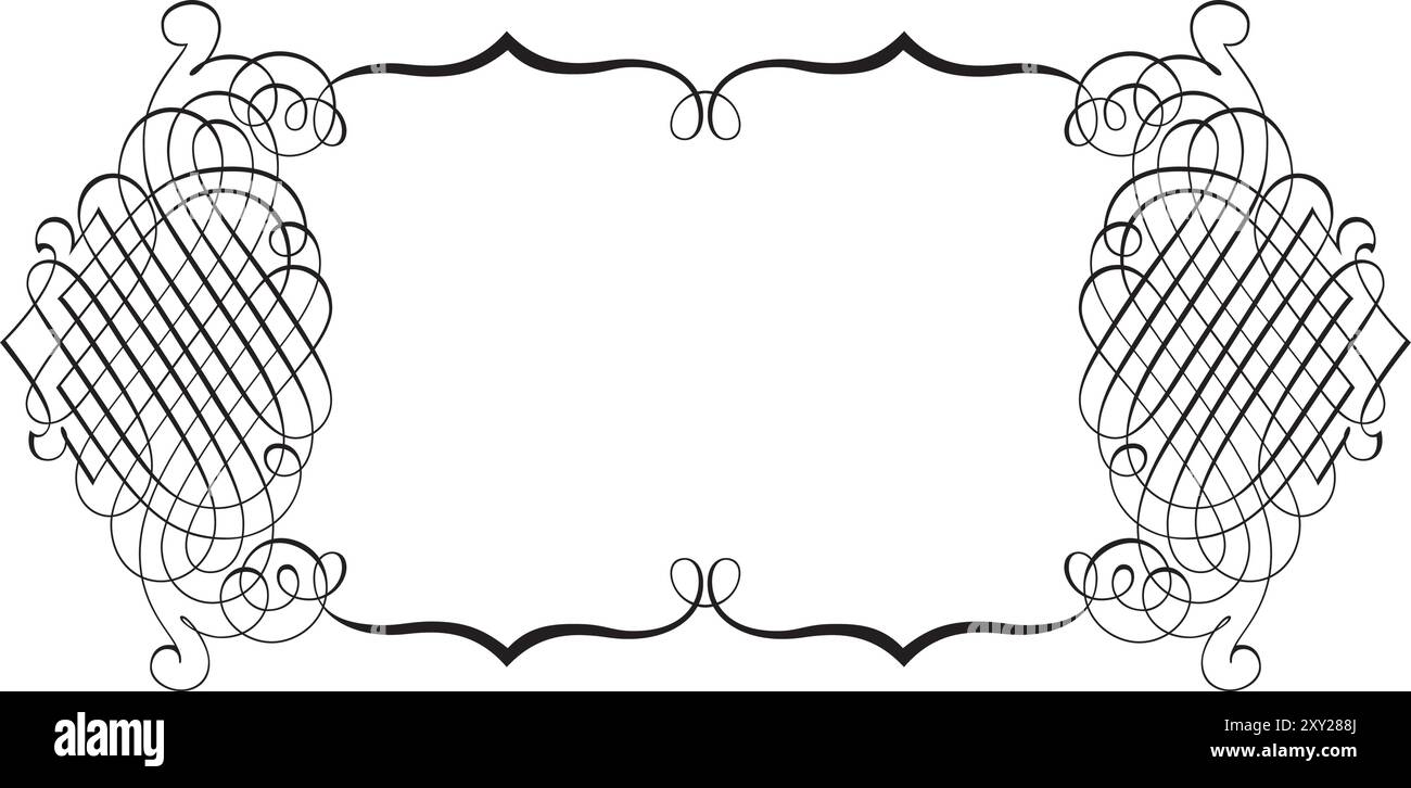 Vintage forged floral classic calligraphic retro vignette scroll frames ...