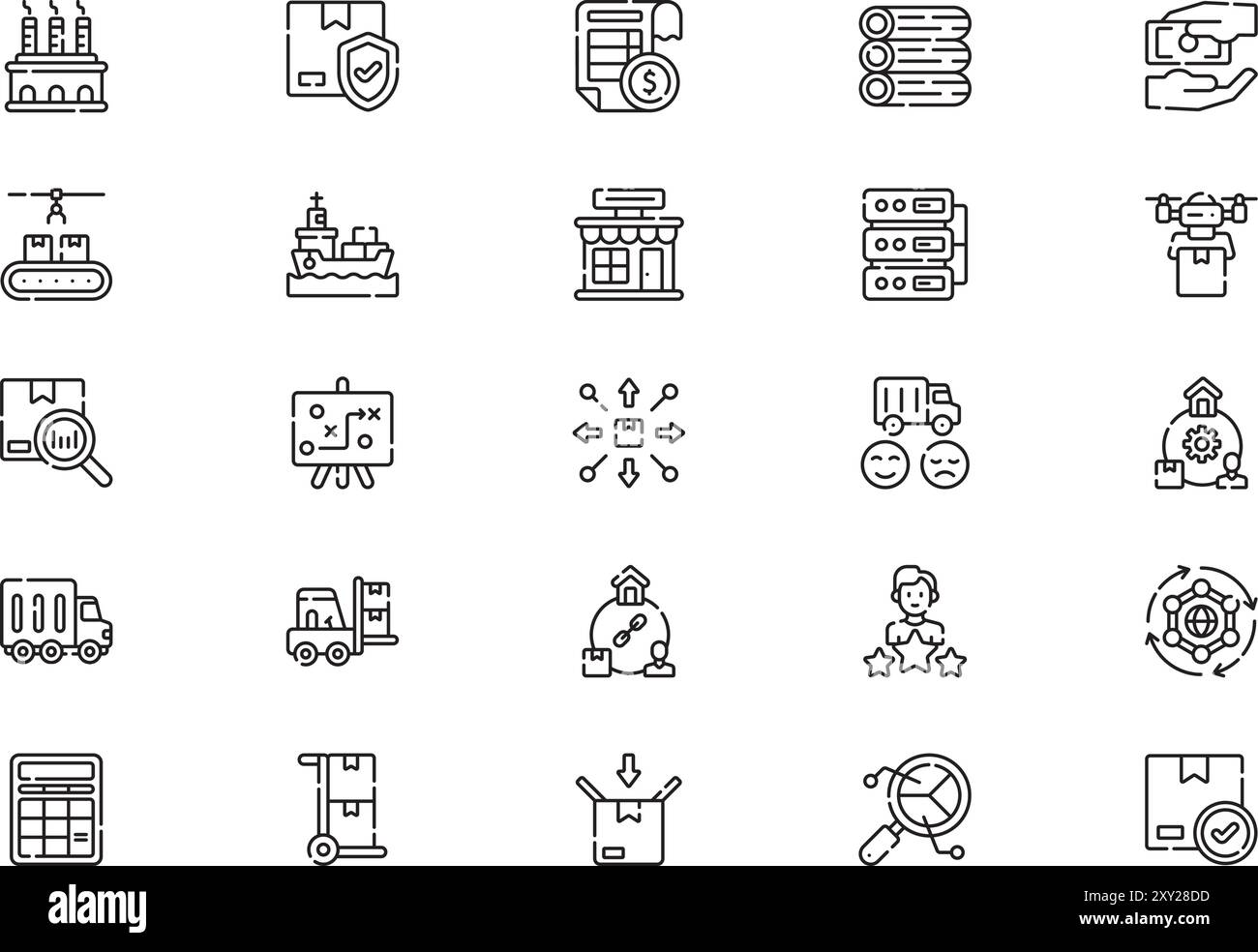 Supply chain icons collection is a vector illustration with editable ...