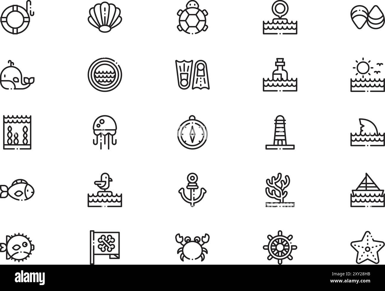 Ocean icons collection is a vector illustration with editable stroke ...