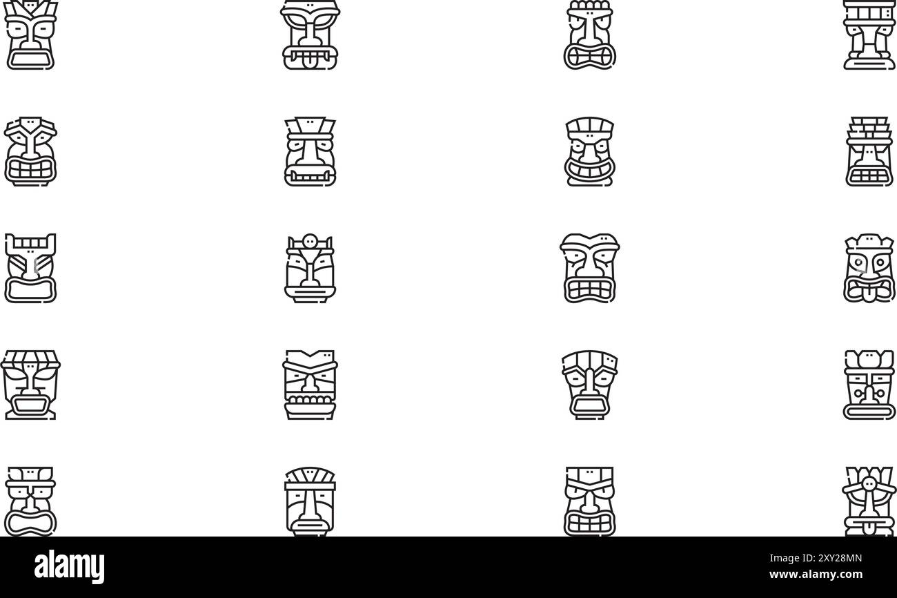 Tiki idols icons collection is a vector illustration with editable ...