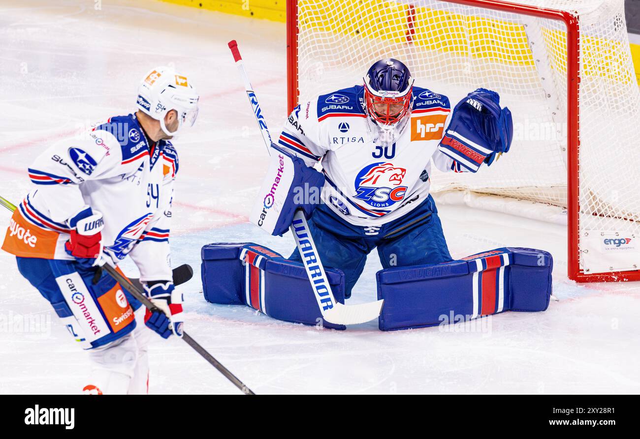 Zurich, Switzerland, 12th Aug 2024: Goalkeeper #30 Simon Hrubec (ZSC ...