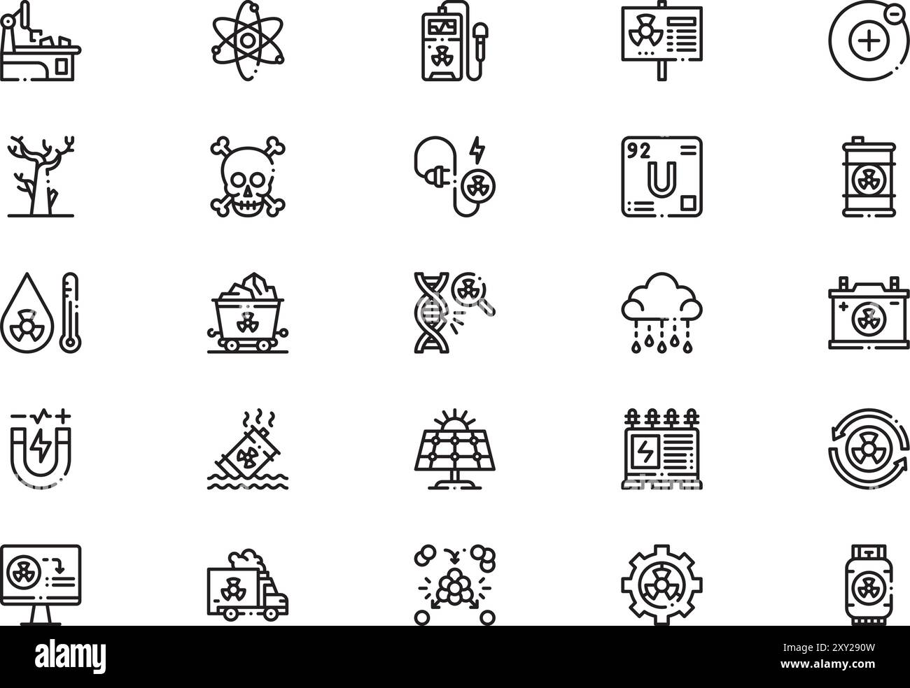 Nuclear energy icons collection is a vector illustration with editable stroke Stock Vector Image ...