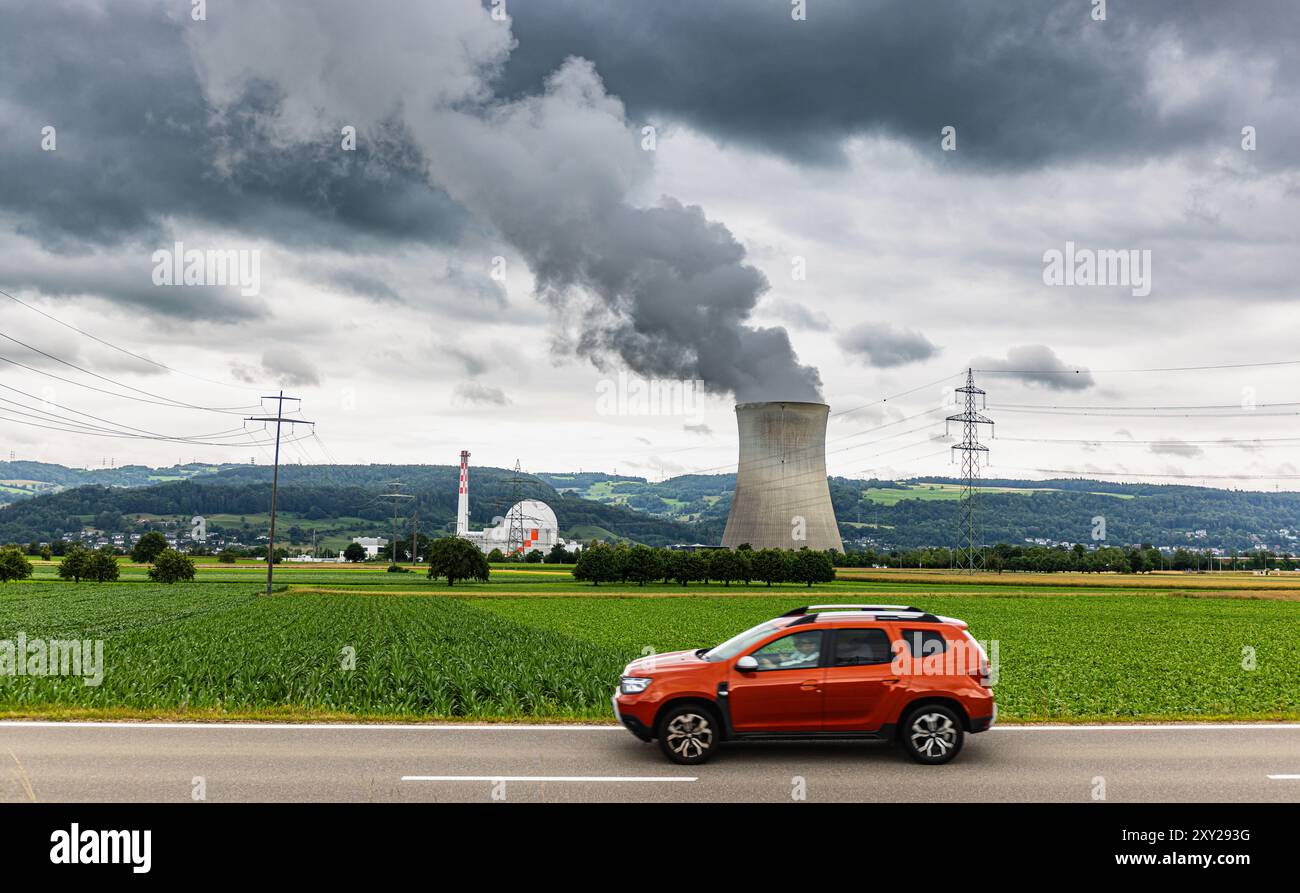 Leibstadt, Switzerland, 23th Jun 2024: View of the Leibstadt nuclear ...