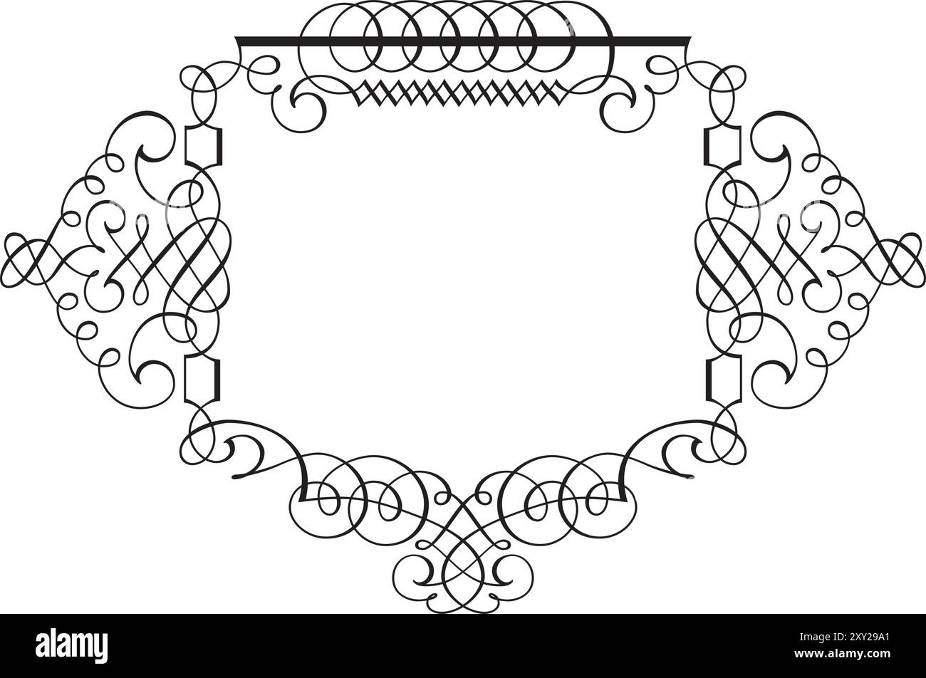 Vintage forged floral classic calligraphic retro vignette scroll frames ...