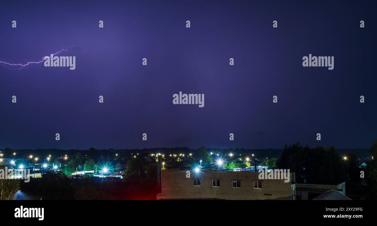 Shot of the lightning in the night sky Stock Photo - Alamy