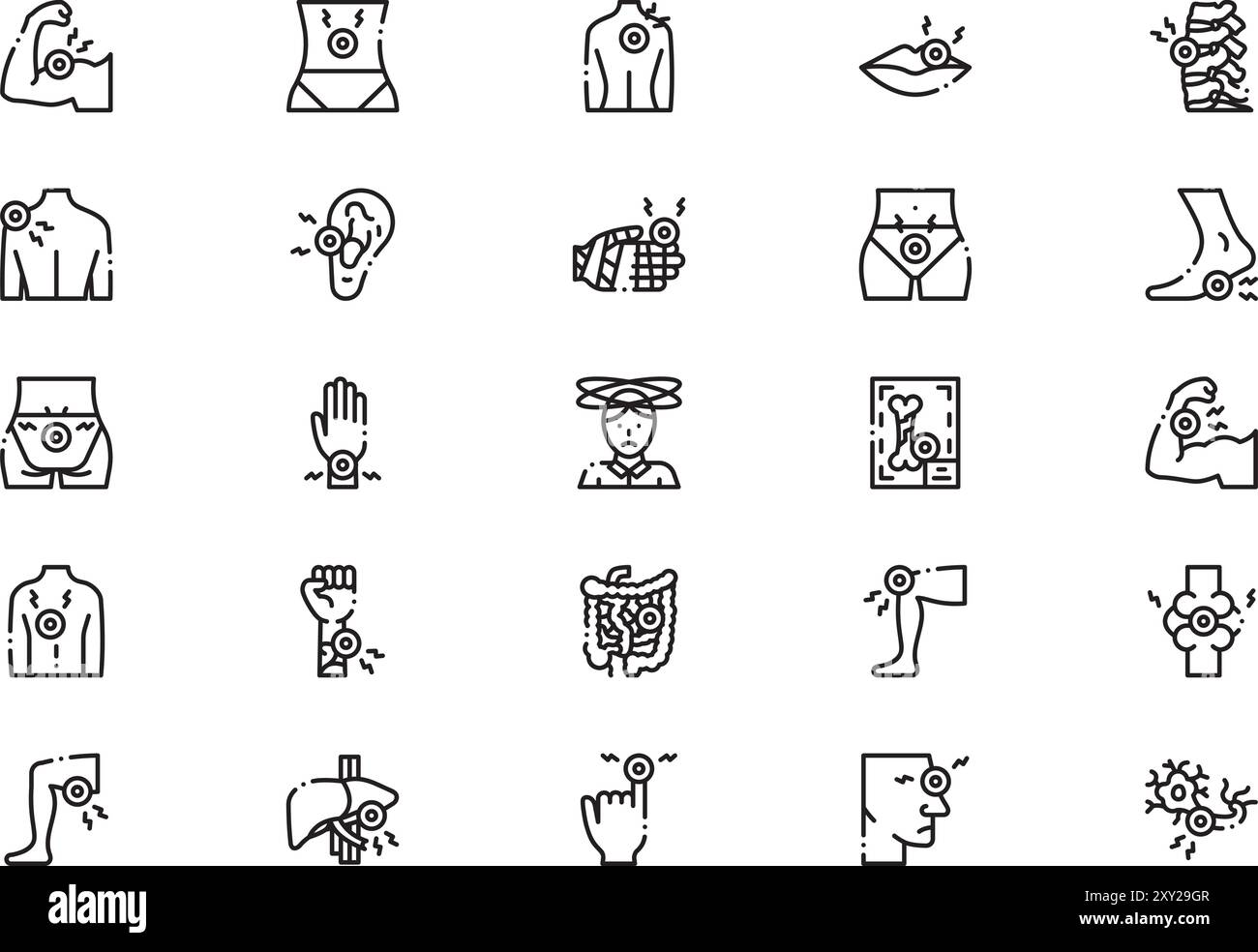 Body ache icons collection is a vector illustration with editable ...