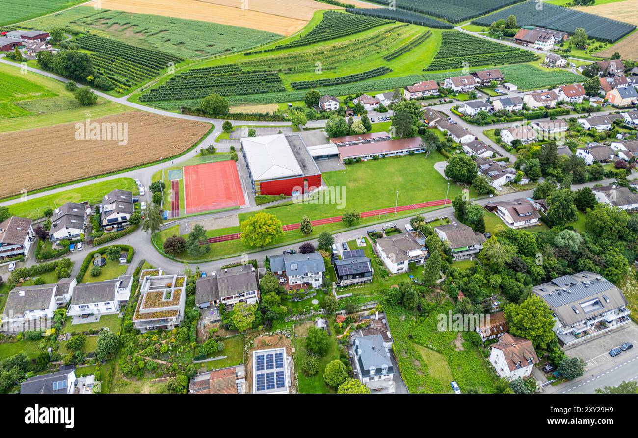 Schlatt, Switzerland, 7th Jul 2024: Bird's-eye view of the German ...