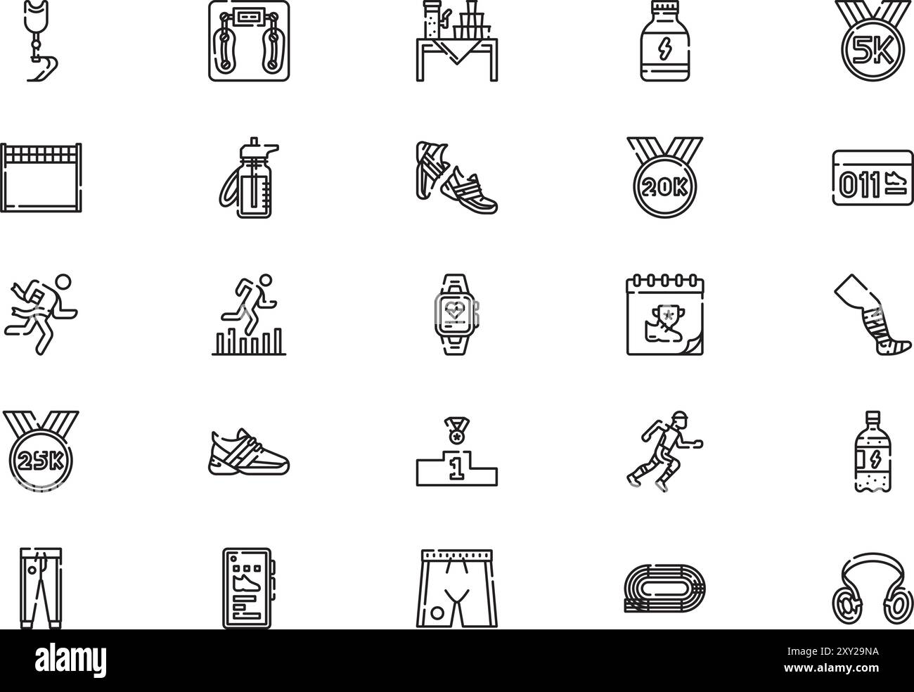 Running icons collection is a vector illustration with editable stroke ...