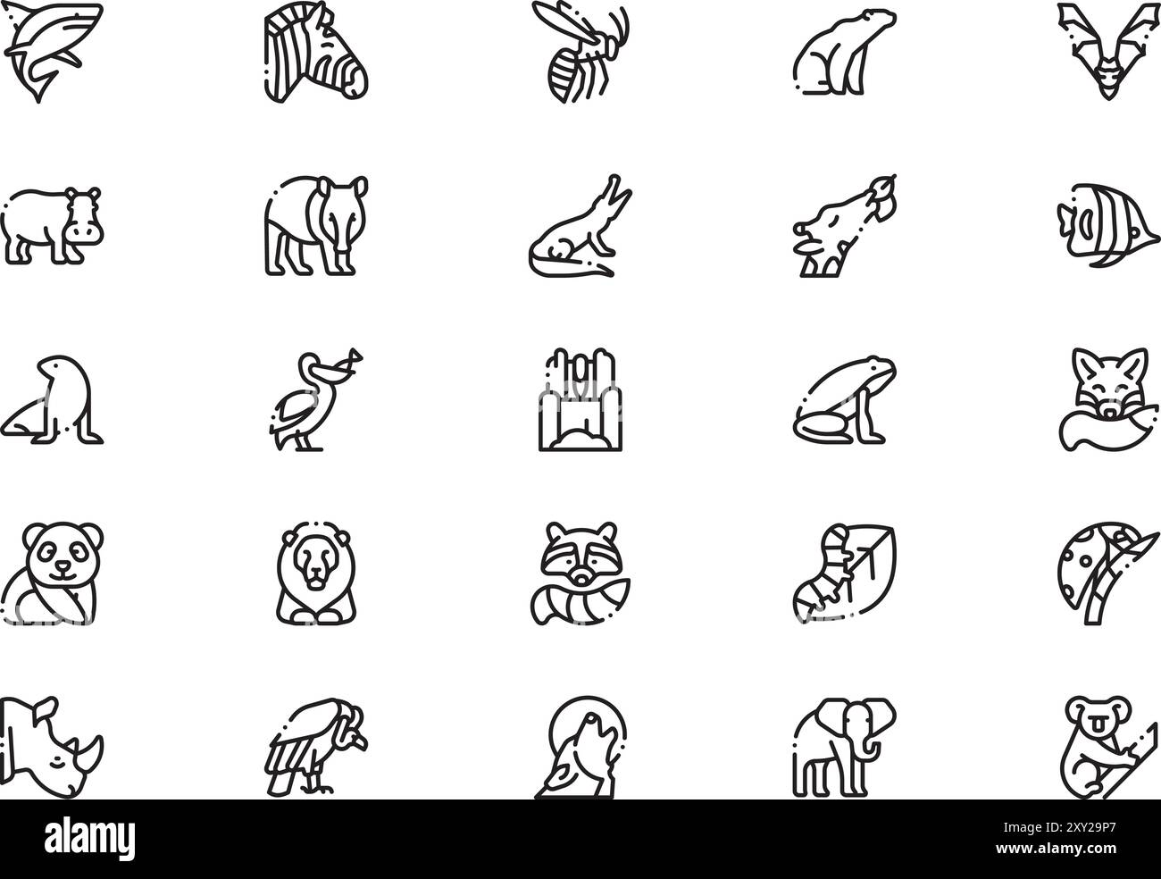 Wildlife icons collection is a vector illustration with editable stroke ...