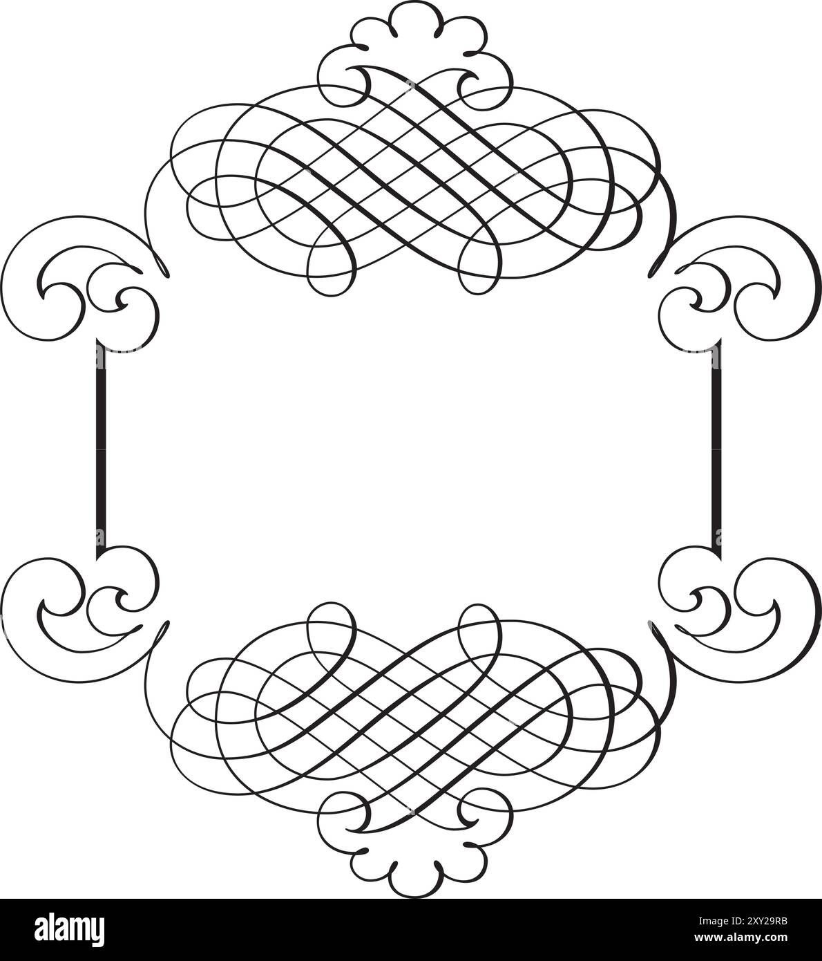 Vintage forged floral classic calligraphic retro vignette scroll frames ...