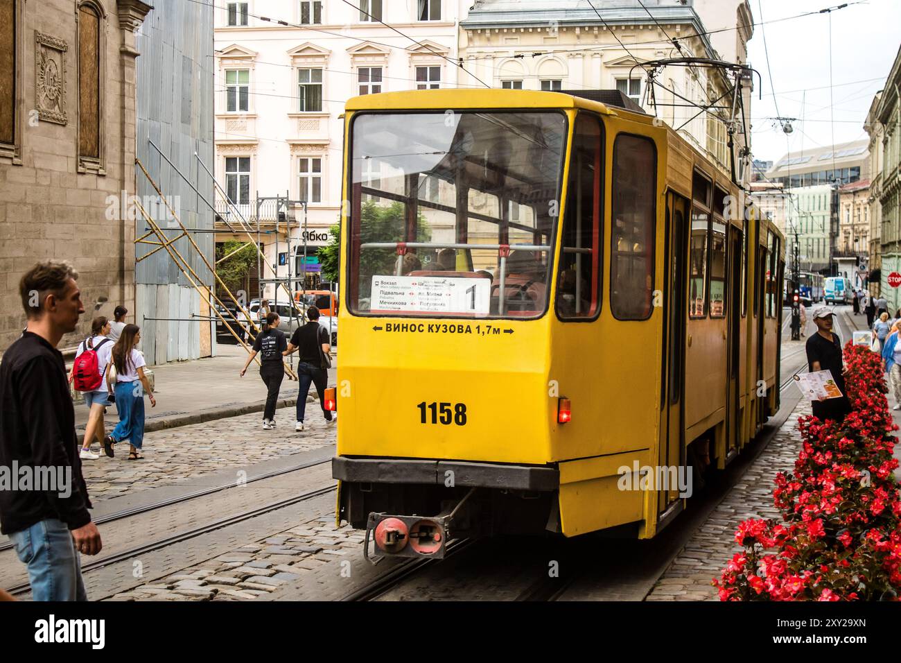 Lviv, Ukraine, August 27, 2024 Lviv tram continues to operate while the ...