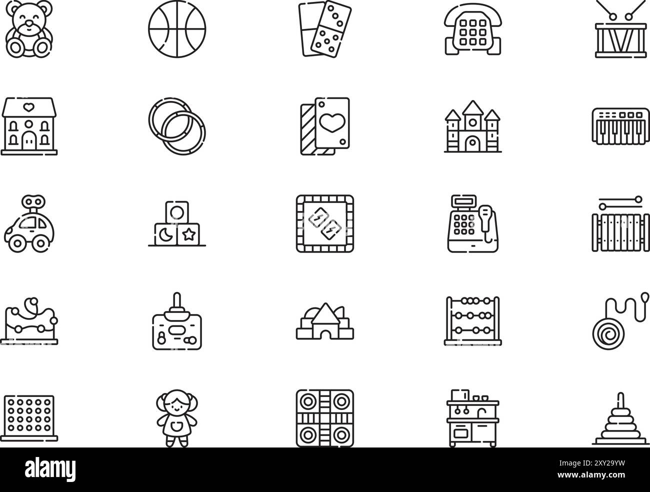 Children toys icons collection is a vector illustration with editable ...
