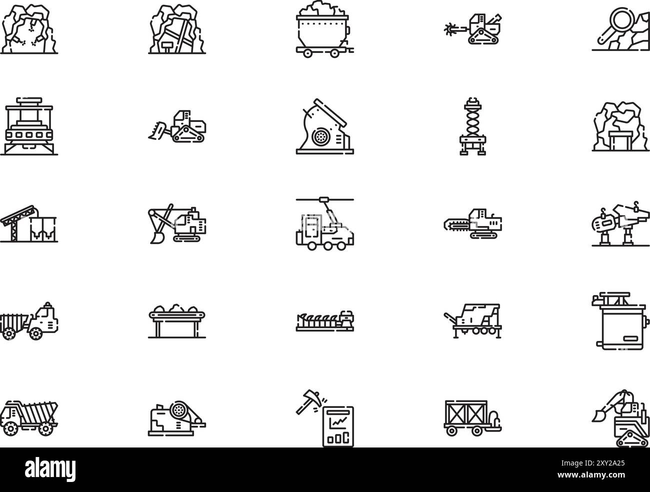 Mining icons collection is a vector illustration with editable stroke ...