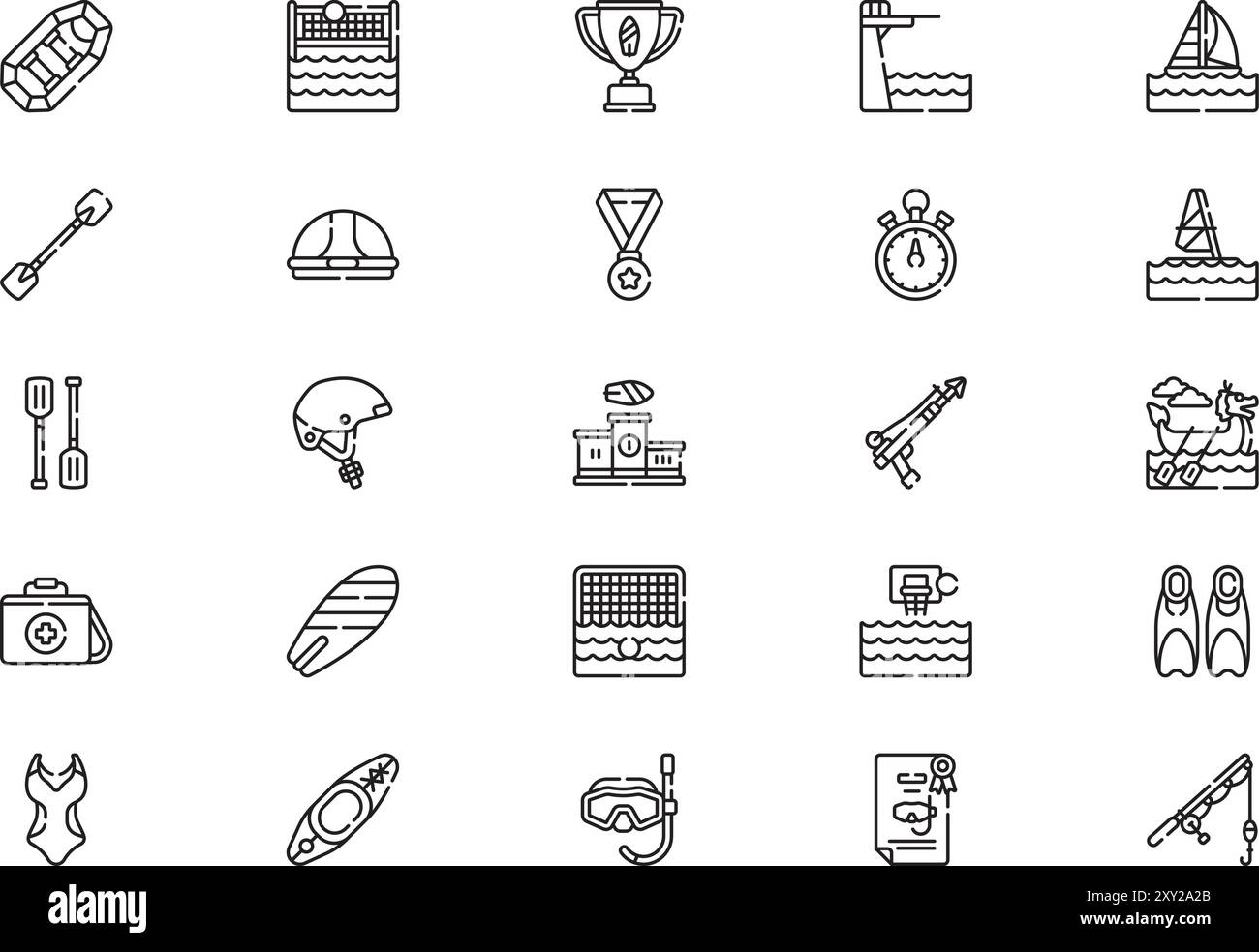 Water sports icons collection is a vector illustration with editable stroke Stock Vector Image ...