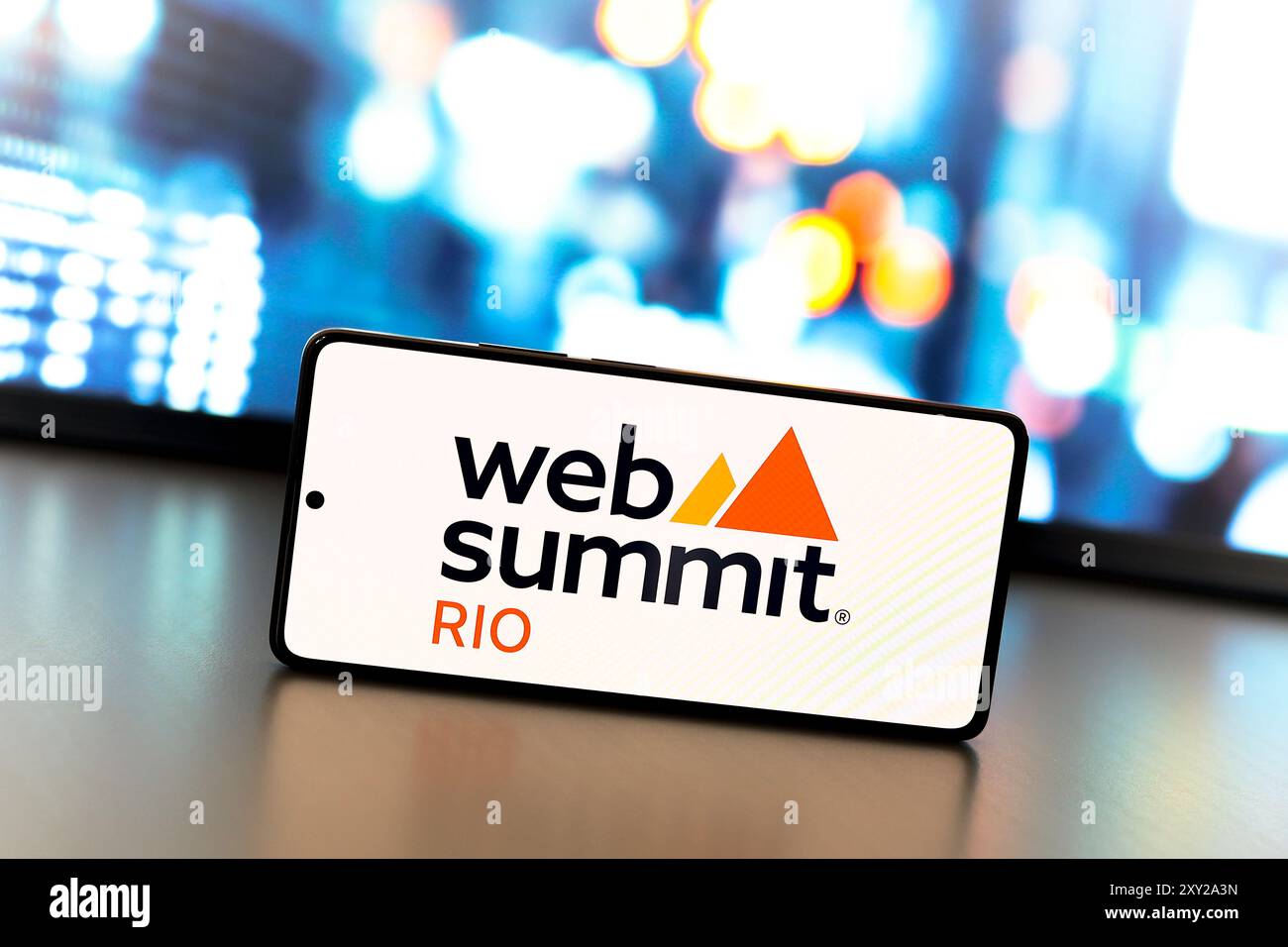 In this photo illustration, the Web Summit Rio logo is displayed on a ...