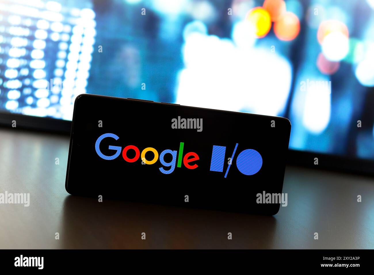 In this photo illustration, the Google I/O logo is displayed on a ...