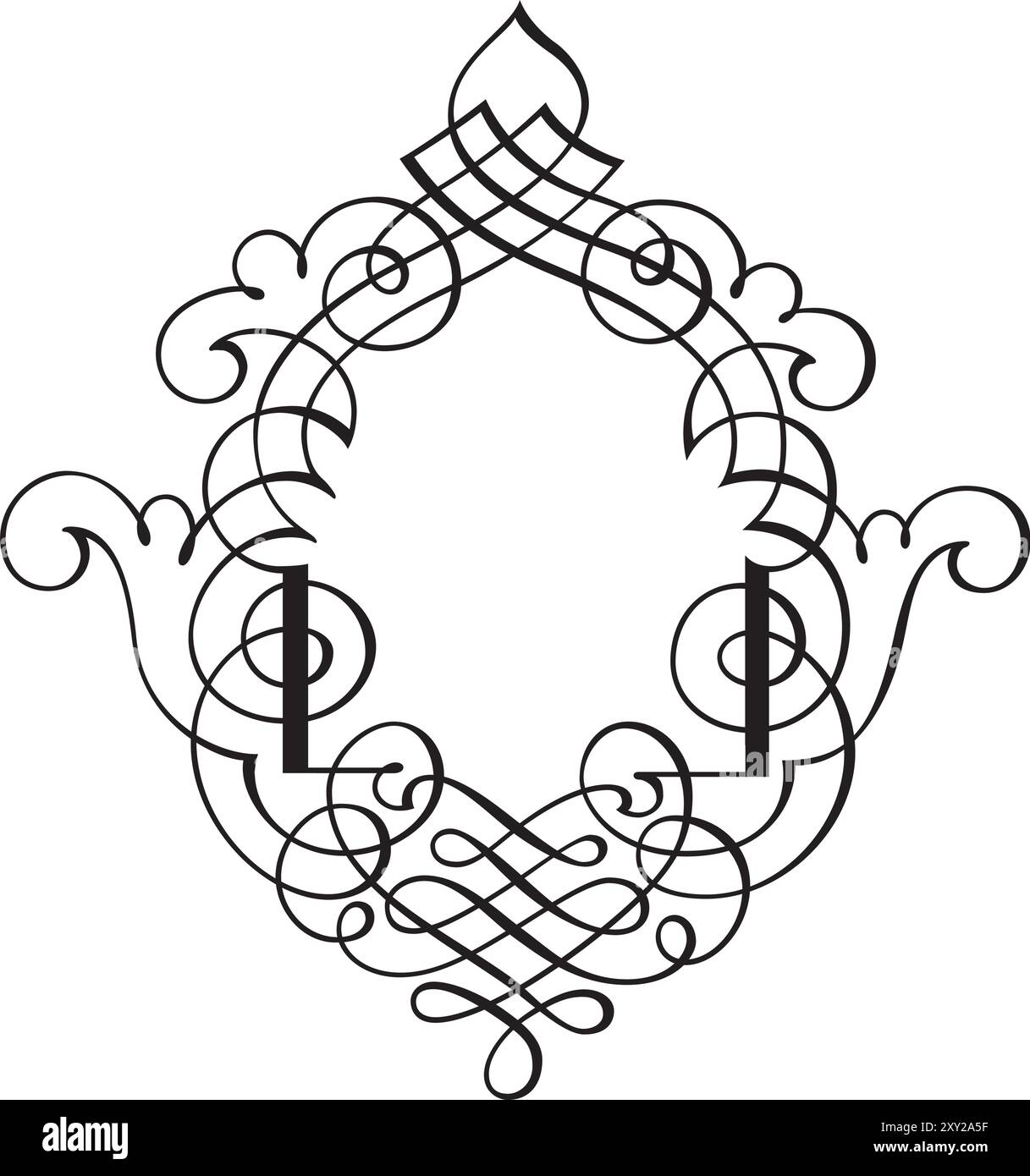 Vintage forged floral classic calligraphic retro vignette scroll frames ...